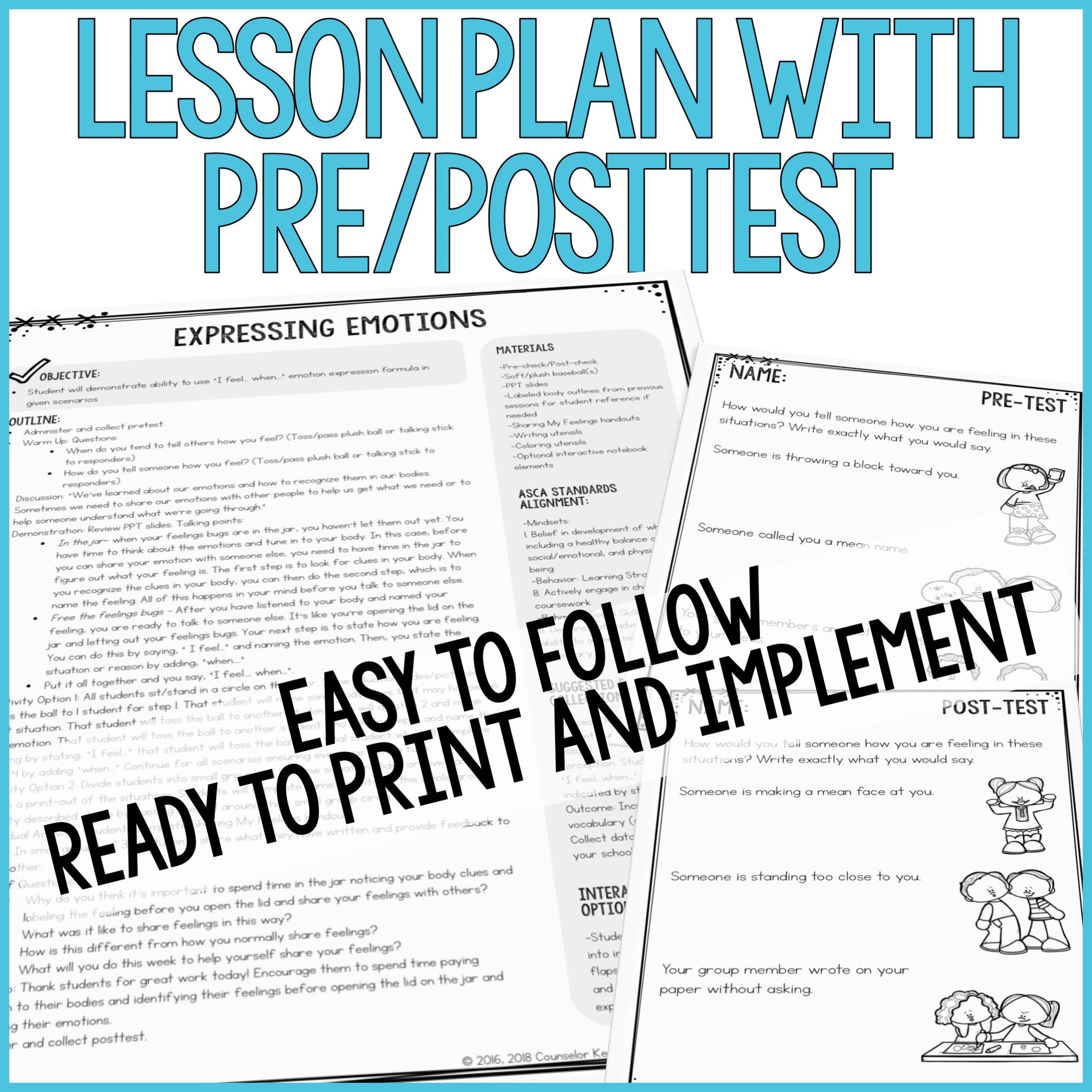 Expressing Emotions Activity Classroom Guidance Lesson for School Coun ...