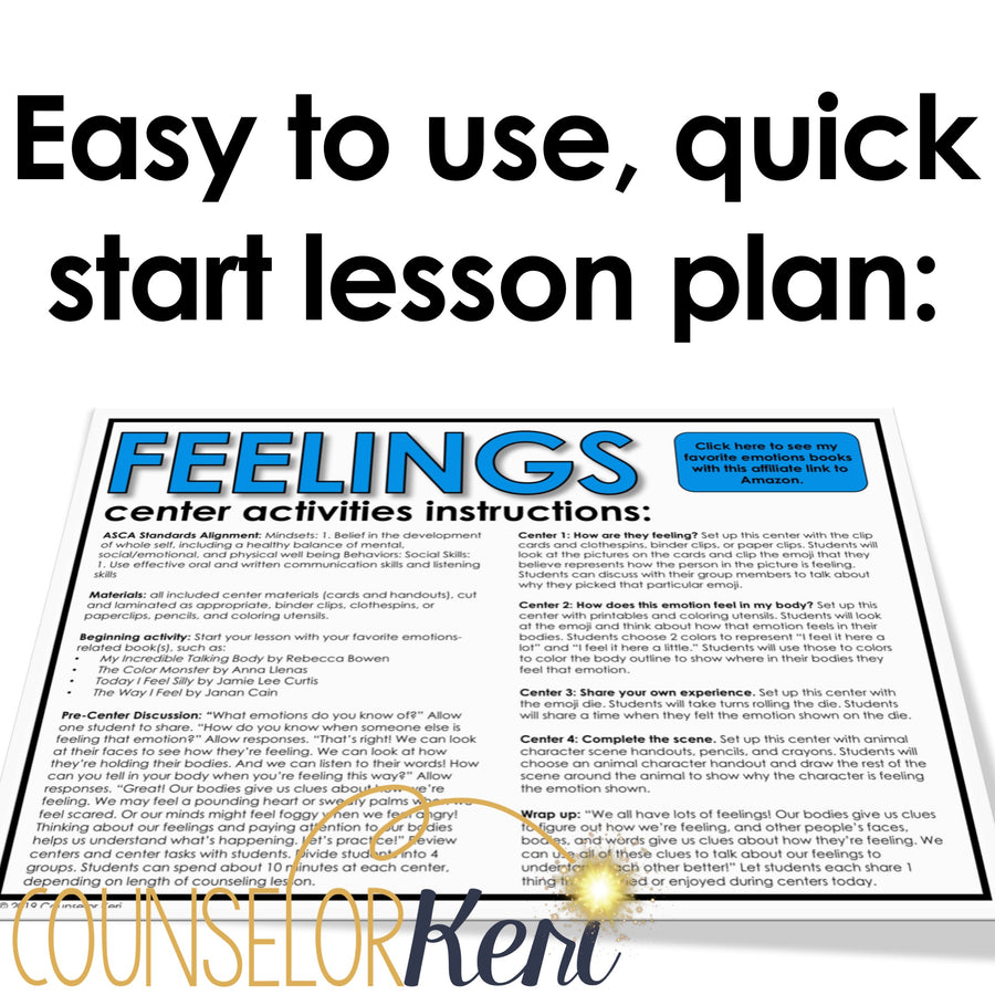 Feelings Activity School Counseling Centers Classroom Guidance Lesson ...