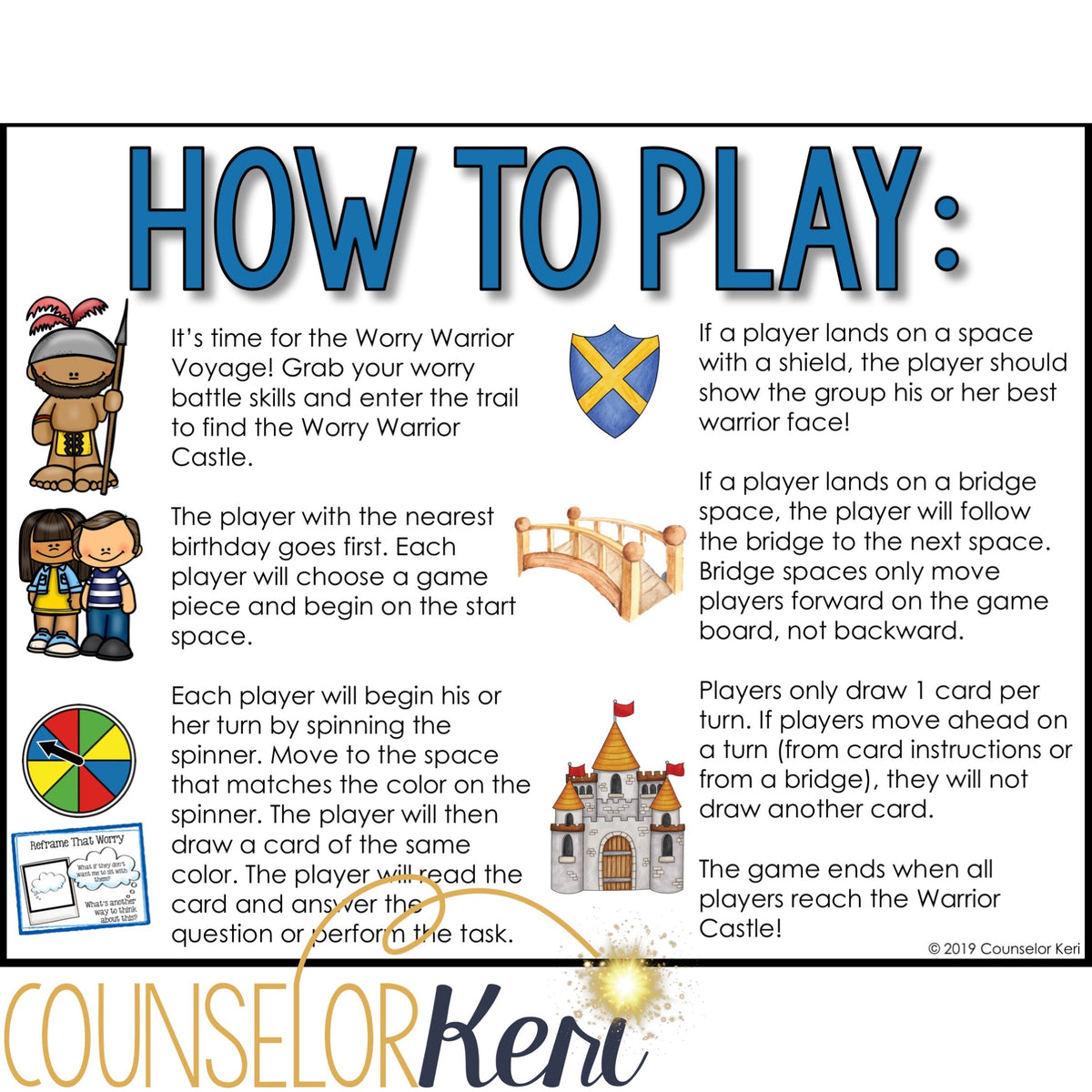 Worry Warriors Counseling Game: Worry Activities File Folder Game ...