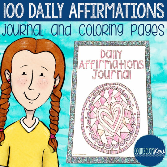 Daily Affirmations Self Esteem Journal and Coloring Pages for School C ...