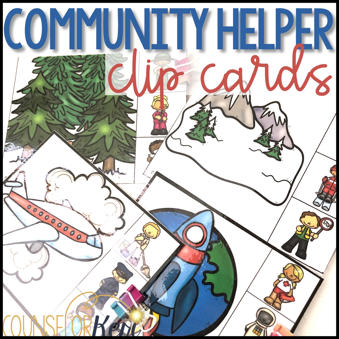 Community Helper Clip Cards for Counseling Centers: Career Education A ...