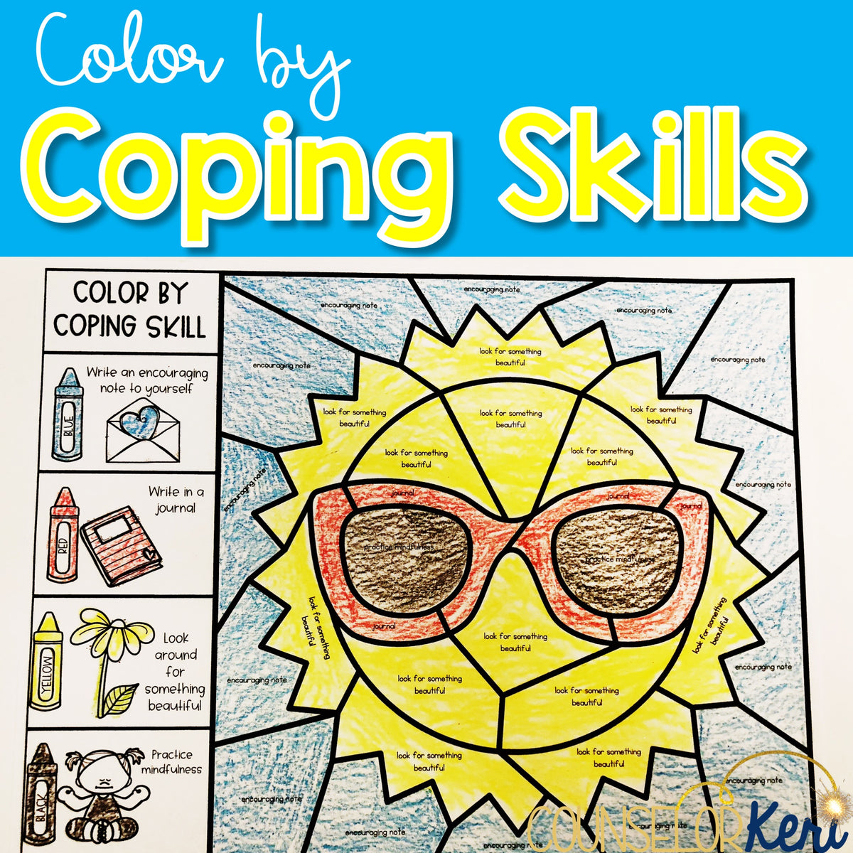 Color by Coping Skills Summer Activity for School Counseling ...