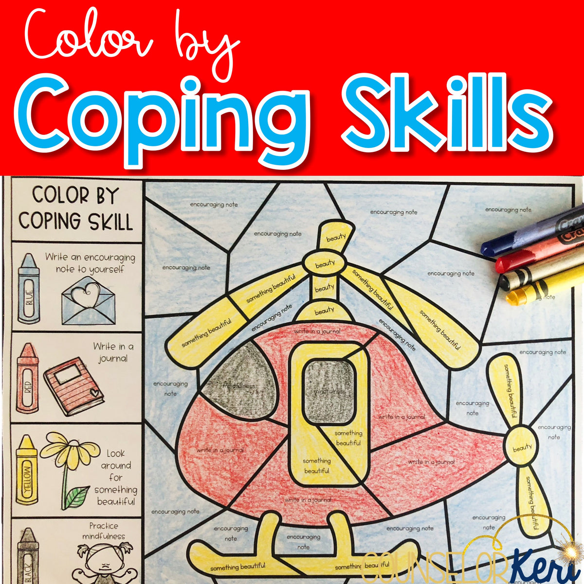 Coping Skills Color by Code: Calming Strategies Activity for School Co ...