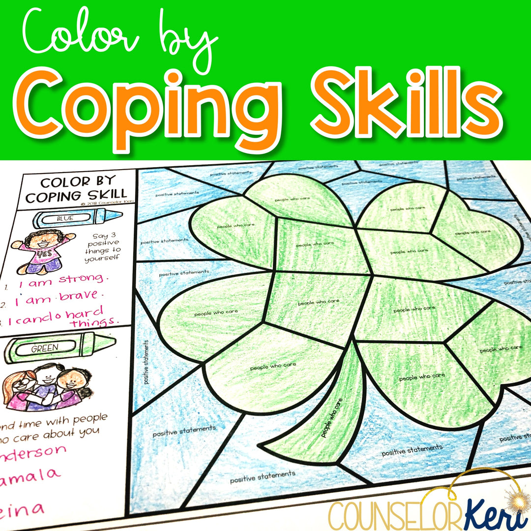 Color by Coping Skills St Patrick's Day Activity for School Counseling ...