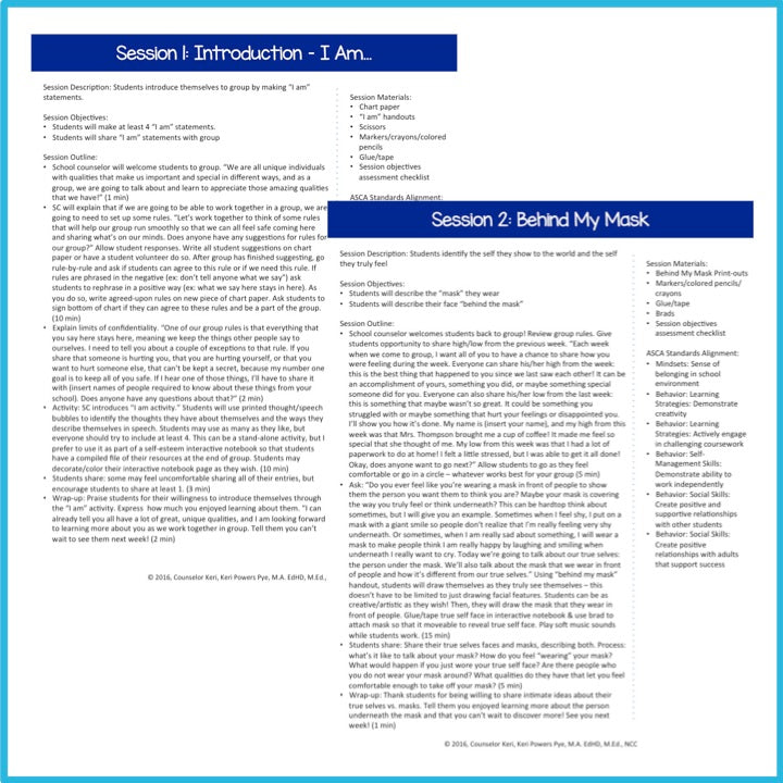 Self Esteem Group Counseling Program with Interactive Notebook ...