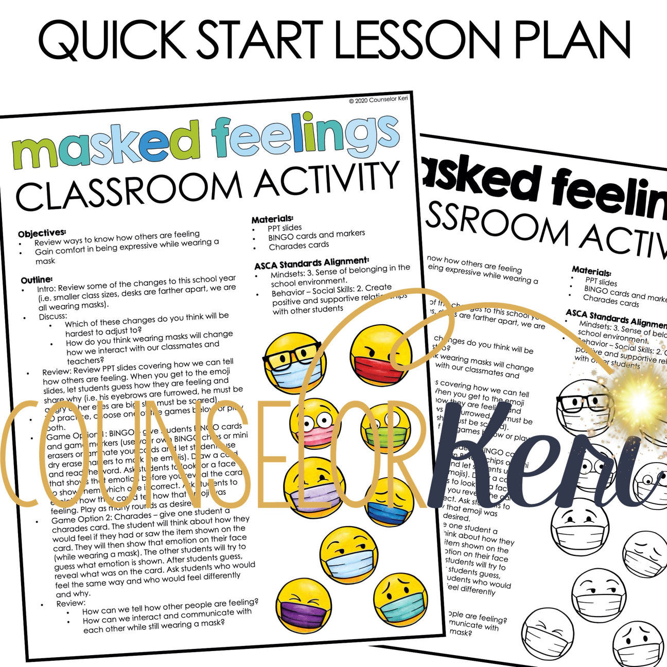 Feelings Activity Counseling Classroom Guidance Lesson Emotions with M ...