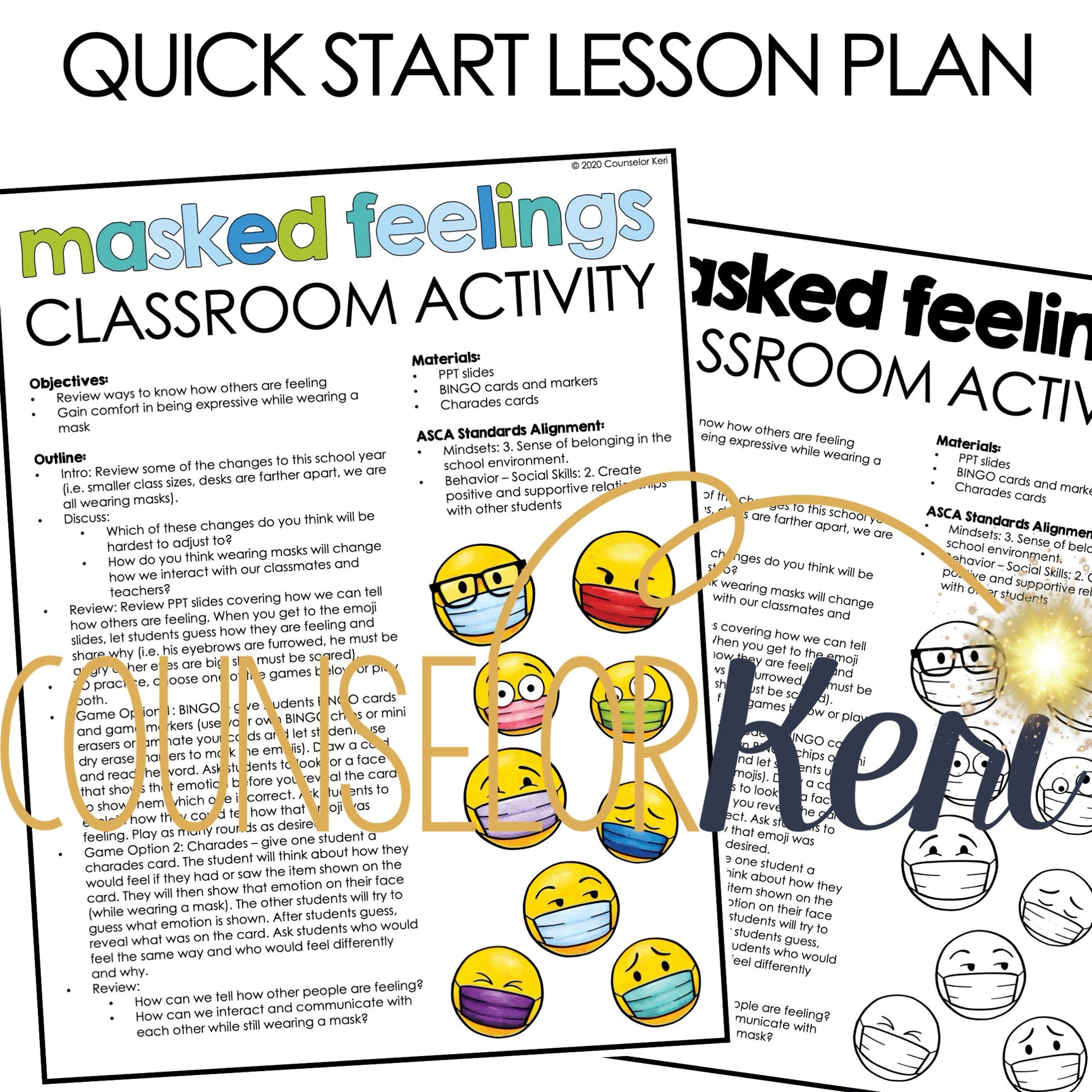 Feelings Activity Counseling Classroom Guidance Lesson Emotions with M ...