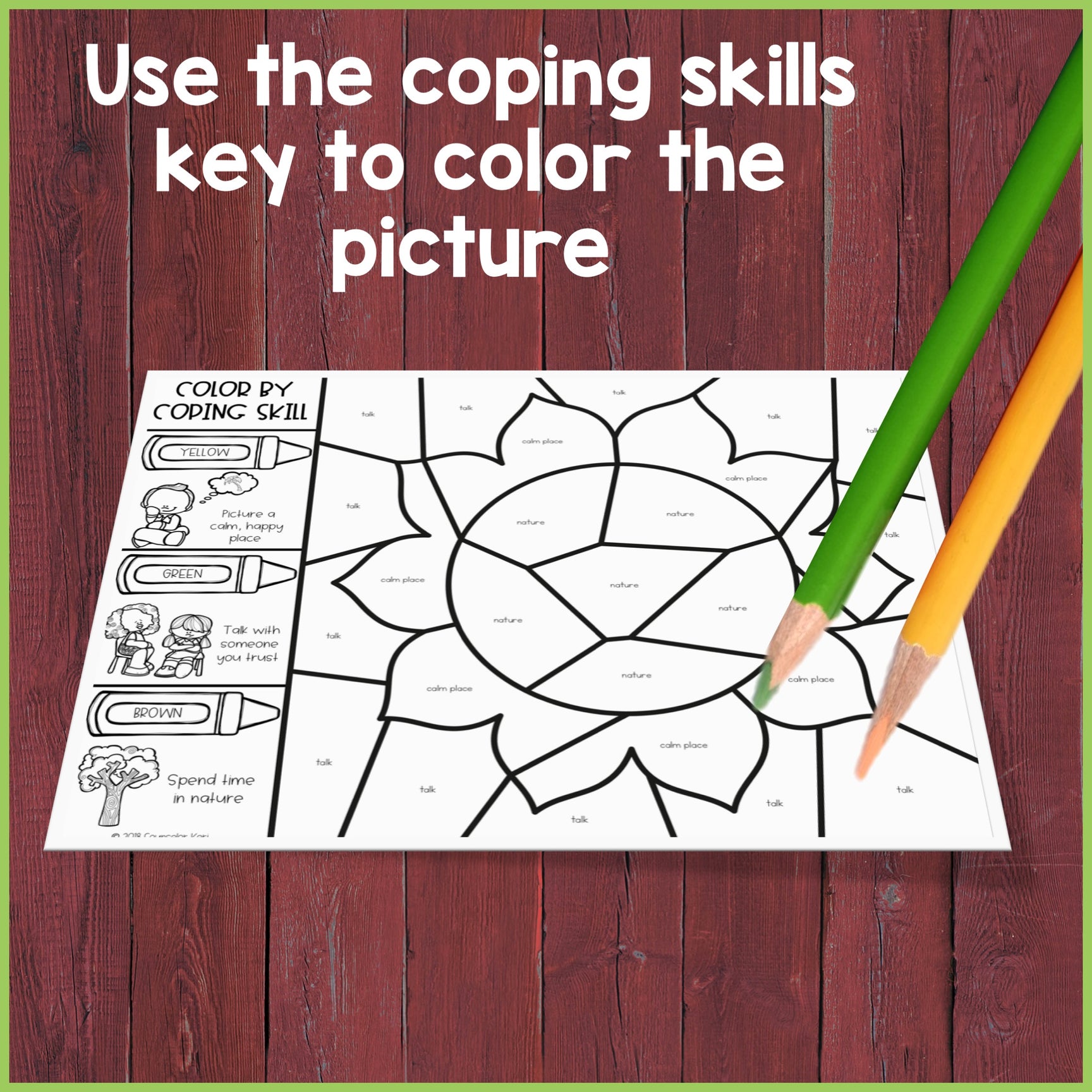 Color by Coping Skills Fall Activity for School Counseling – Counselor Keri
