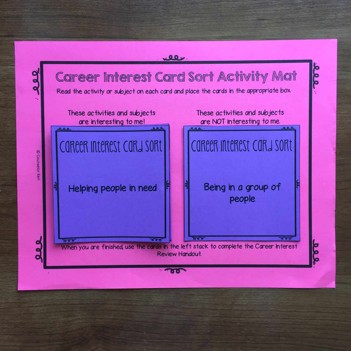 Career Interest Card Sort Activities - Career Exploration School Couns ...