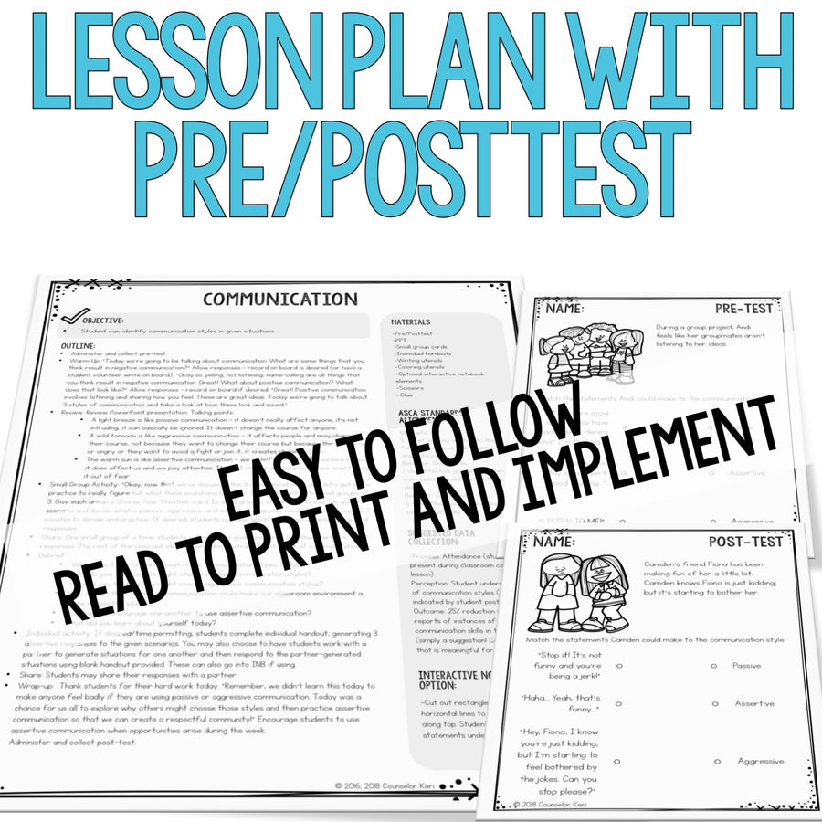 Communication Styles Classroom Guidance Lesson for School Counseling ...