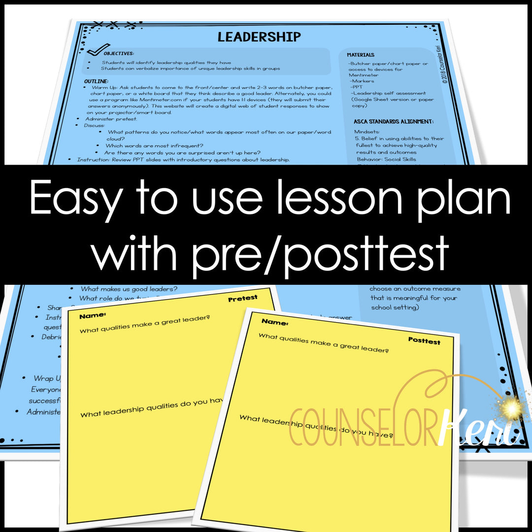 Leadership Qualities Classroom Guidance Lesson for School Counseling ...