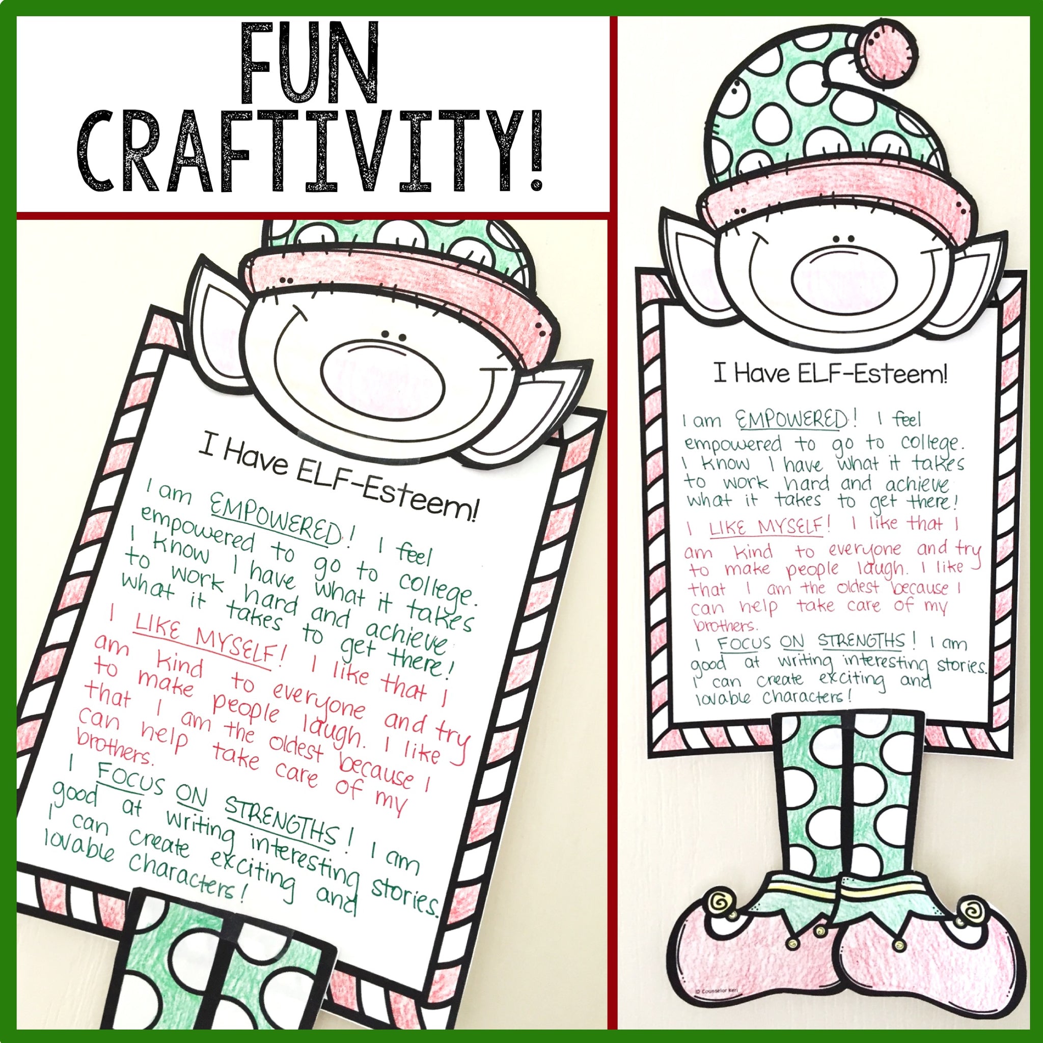 Christmas Classroom Guidance Lesson Self Esteem Activity for School Co ...