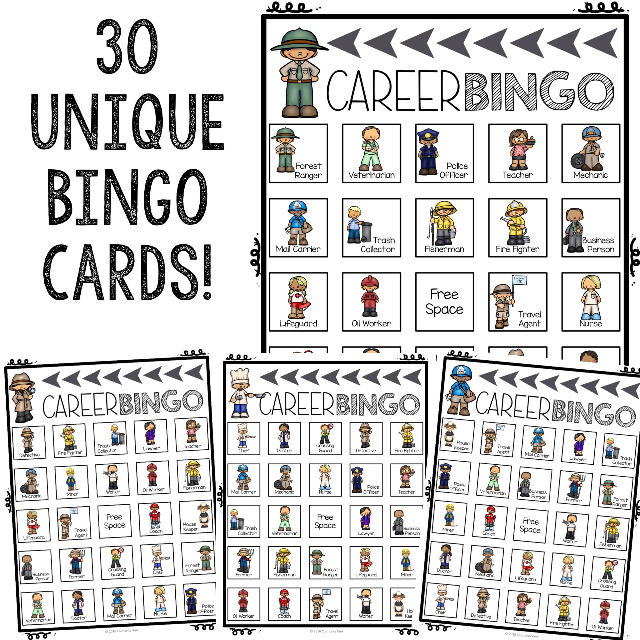 Career Bingo Career Game for Elementary Career Education & Career Expl ...