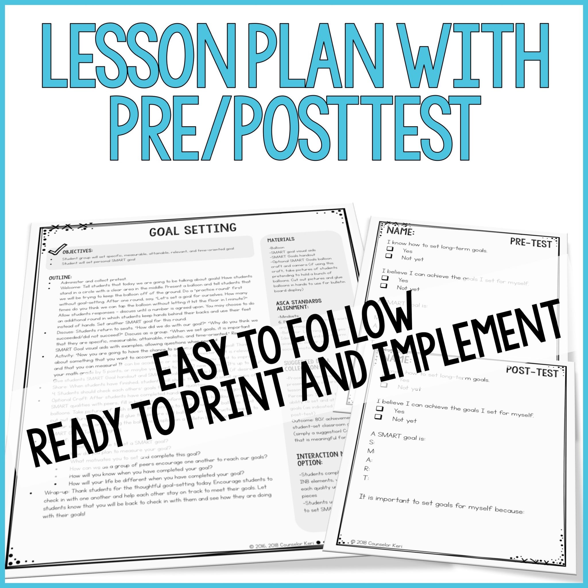 SMART Goals Classroom Guidance Lesson for School Counseling SMART Goal ...