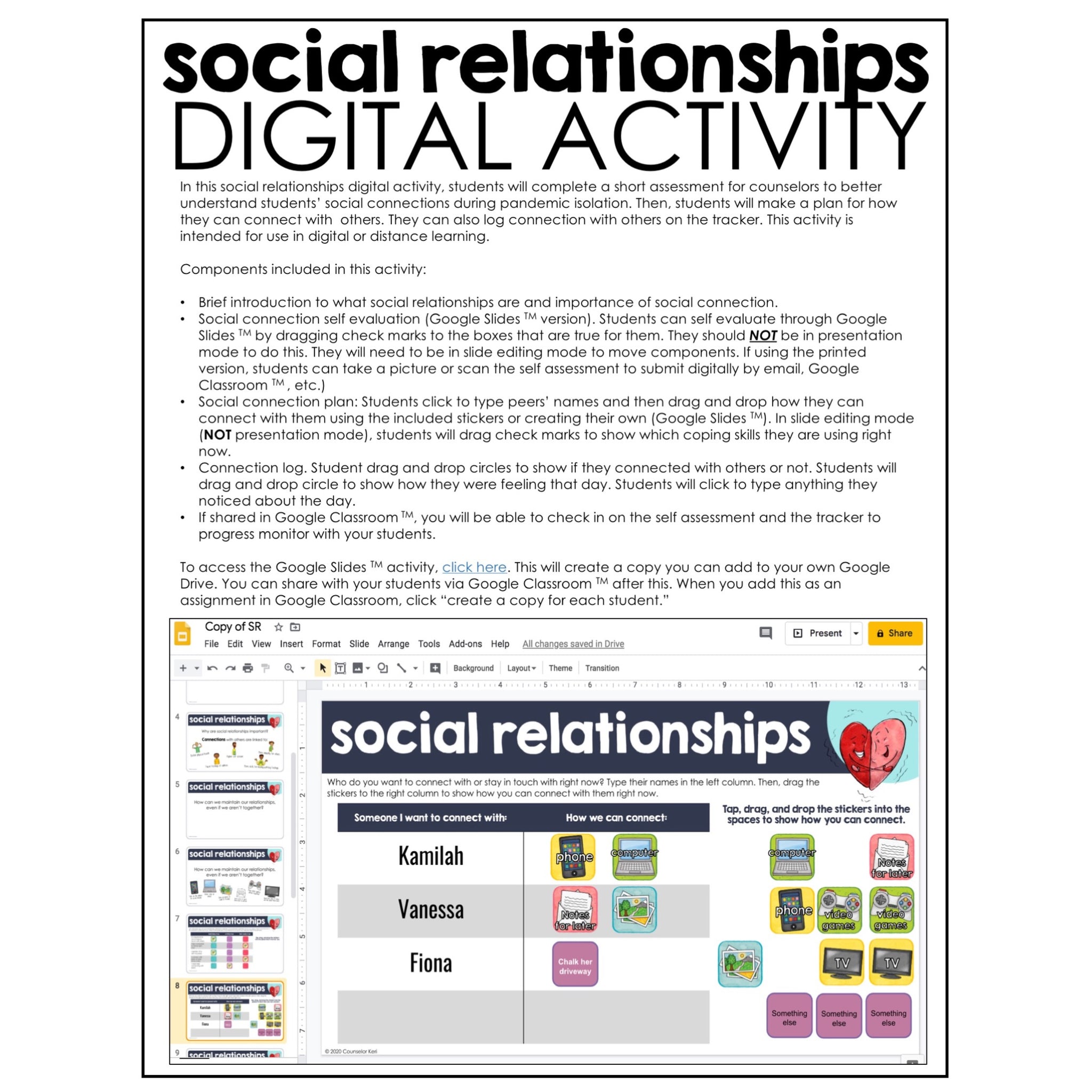 Social Relationships Digital Activity for Google Classroom Distance Le ...