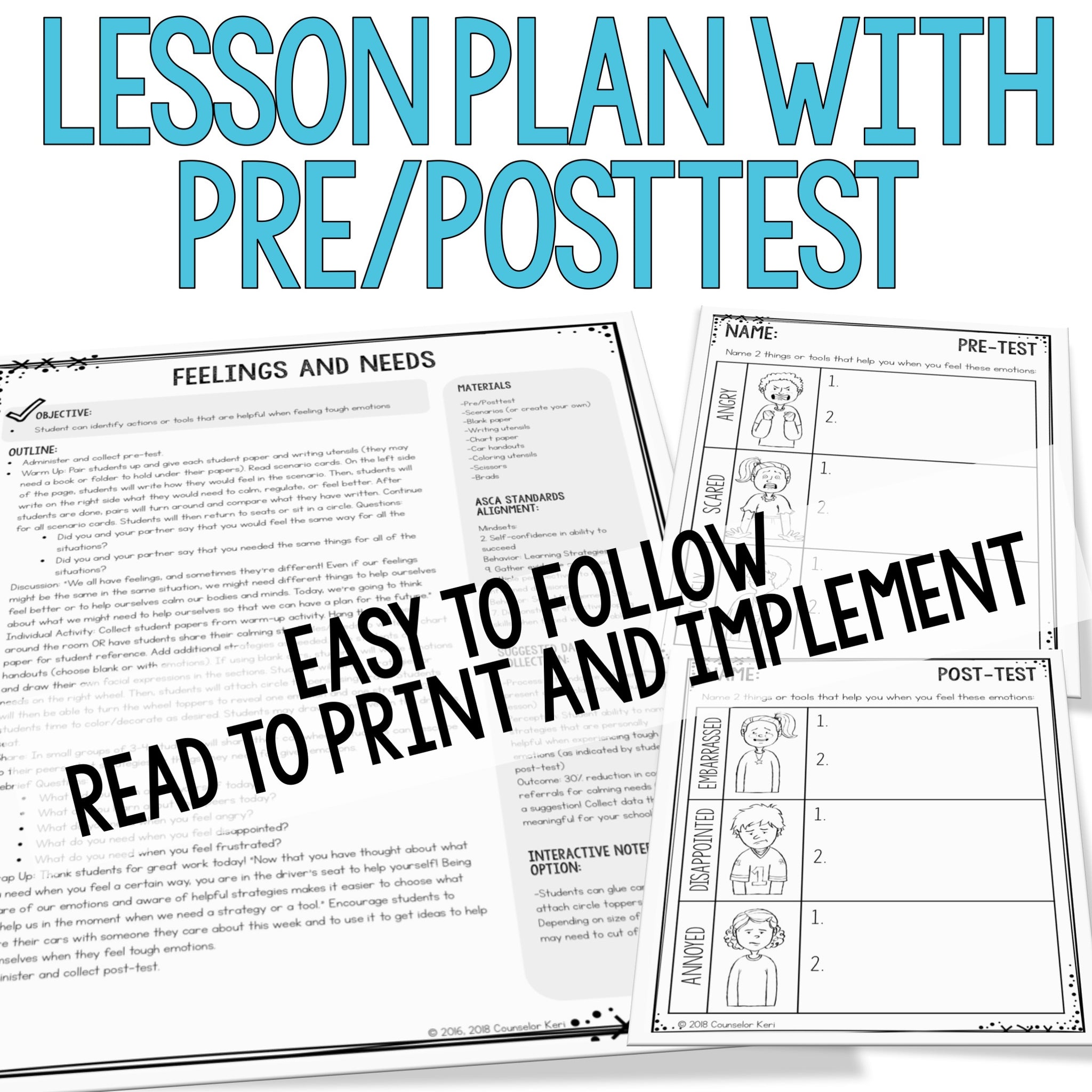 Feelings and Needs Classroom Guidance Lesson for School Counseling ...