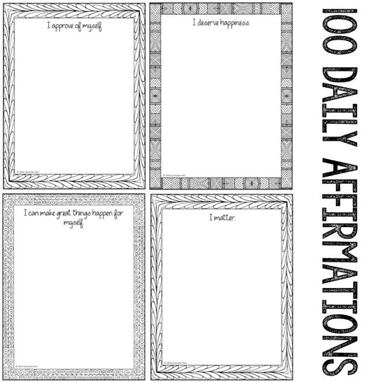 Daily Affirmations Self Esteem Journal and Coloring Pages for School C ...