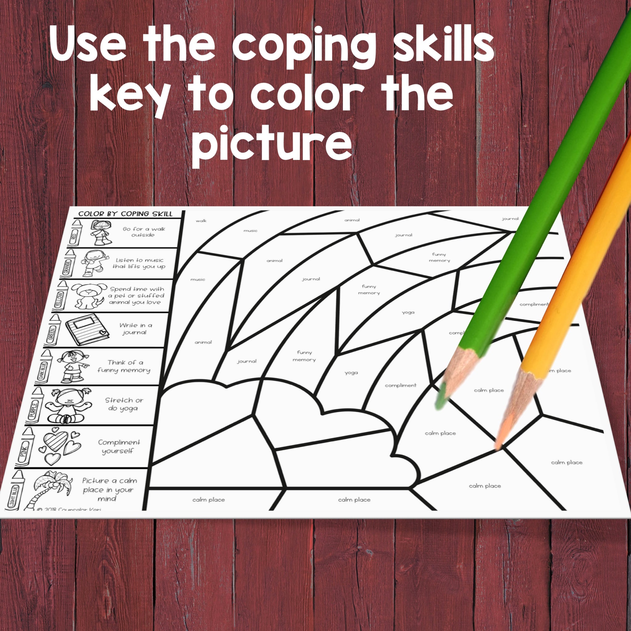 Color by Coping Skills Spring Activity for School Counseling ...