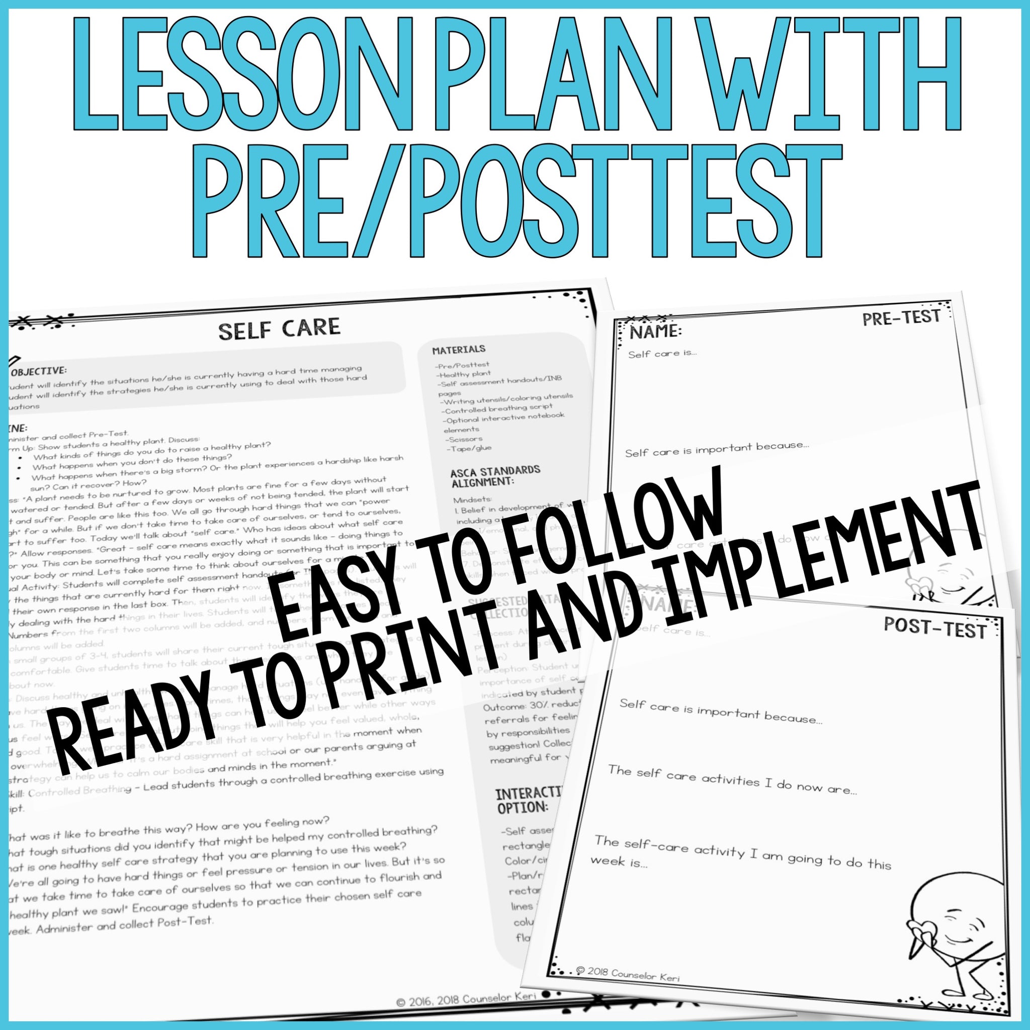 Self Care Classroom Guidance Lesson for School Counseling – Counselor Keri