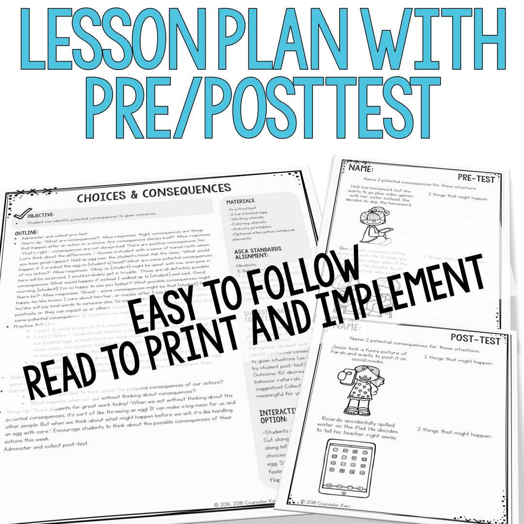 Choices and Consequences Classroom Guidance Lesson for School Counseli ...