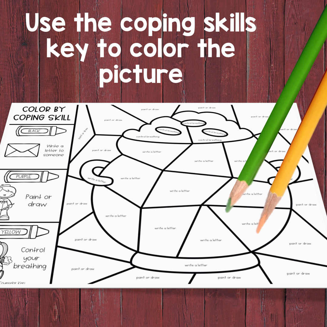 Color by Coping Skills St Patrick's Day Activity for School Counseling ...