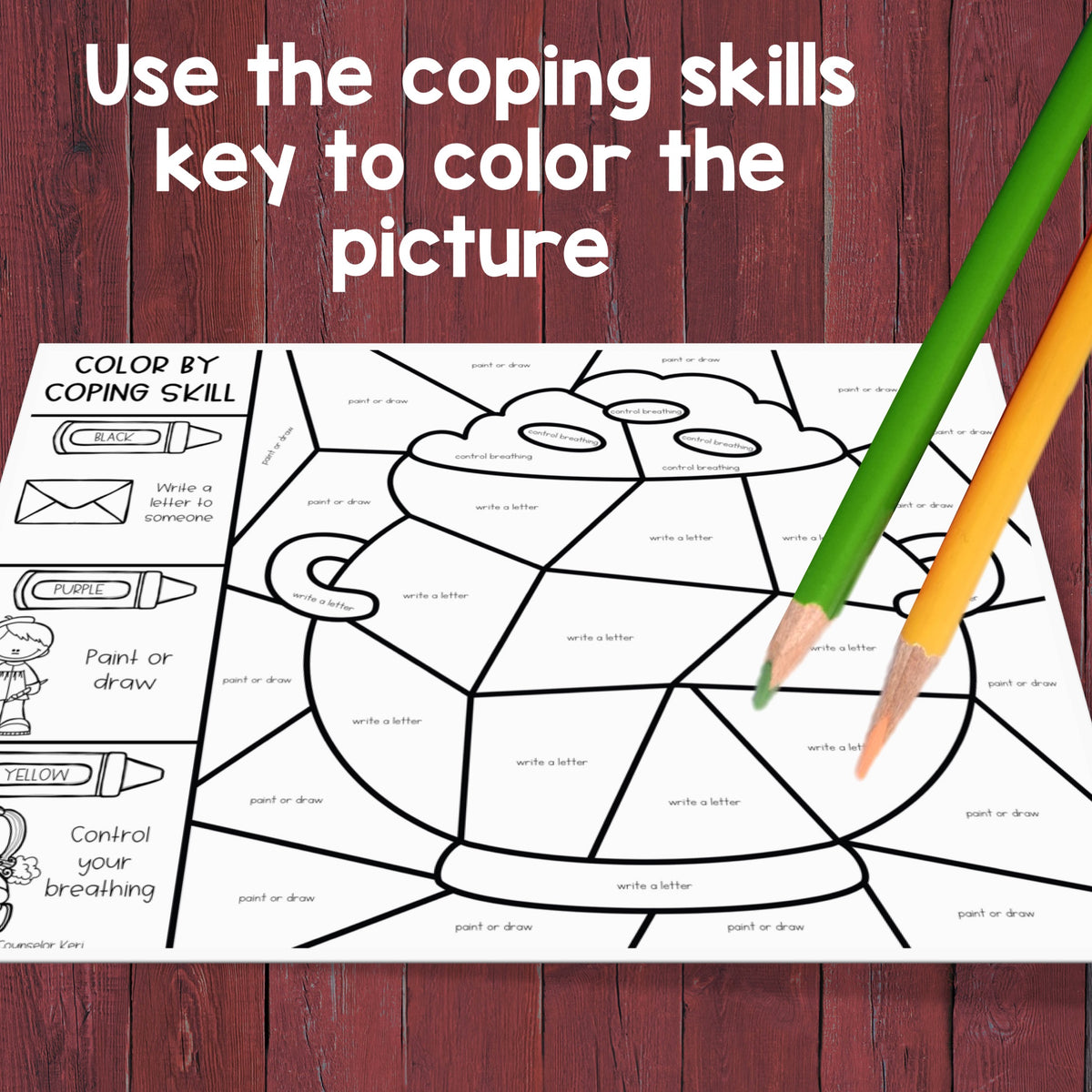 Color by Coping Skills St Patrick's Day Activity for School Counseling ...