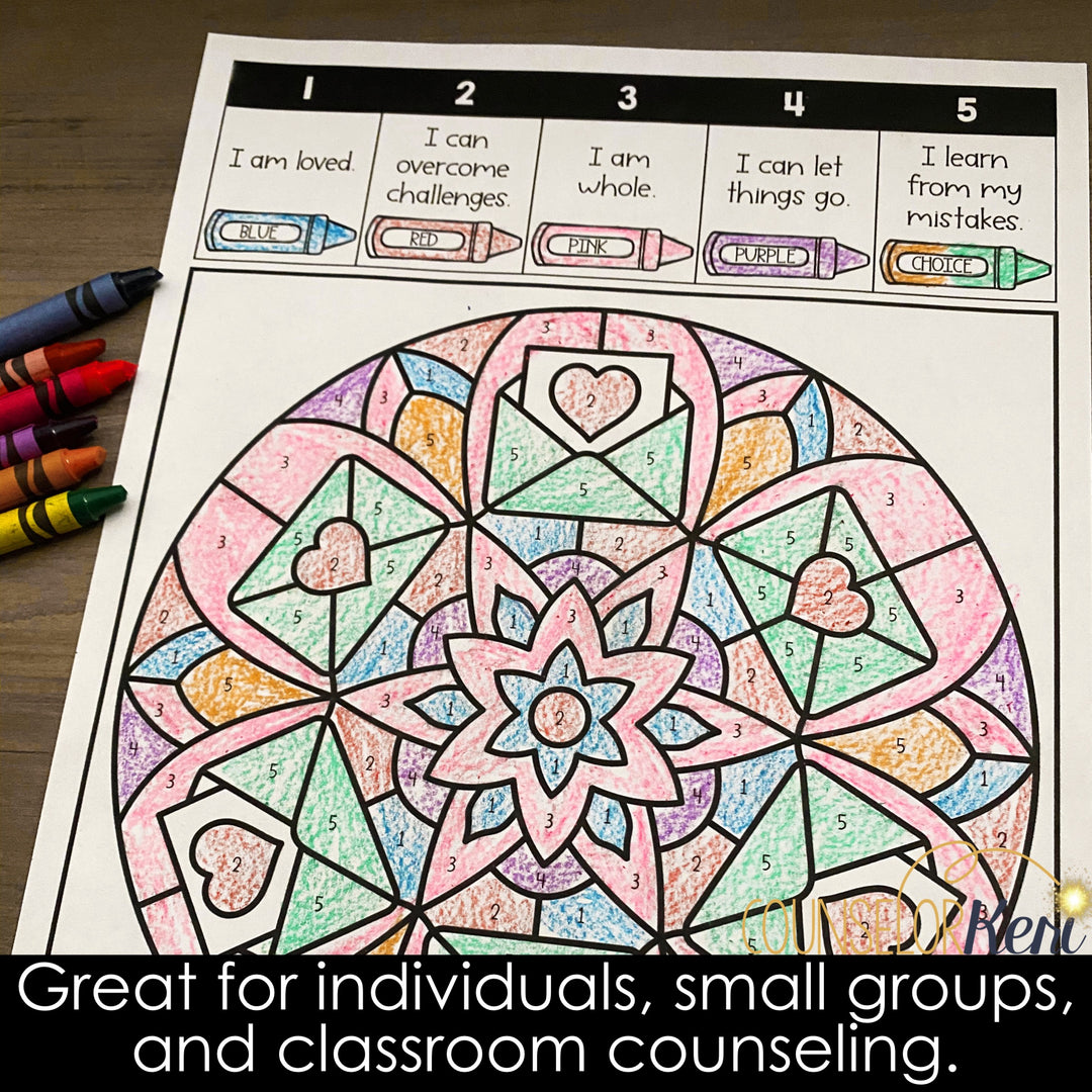 Color by Positive Affirmations Valentine's Day Counseling Activity ...