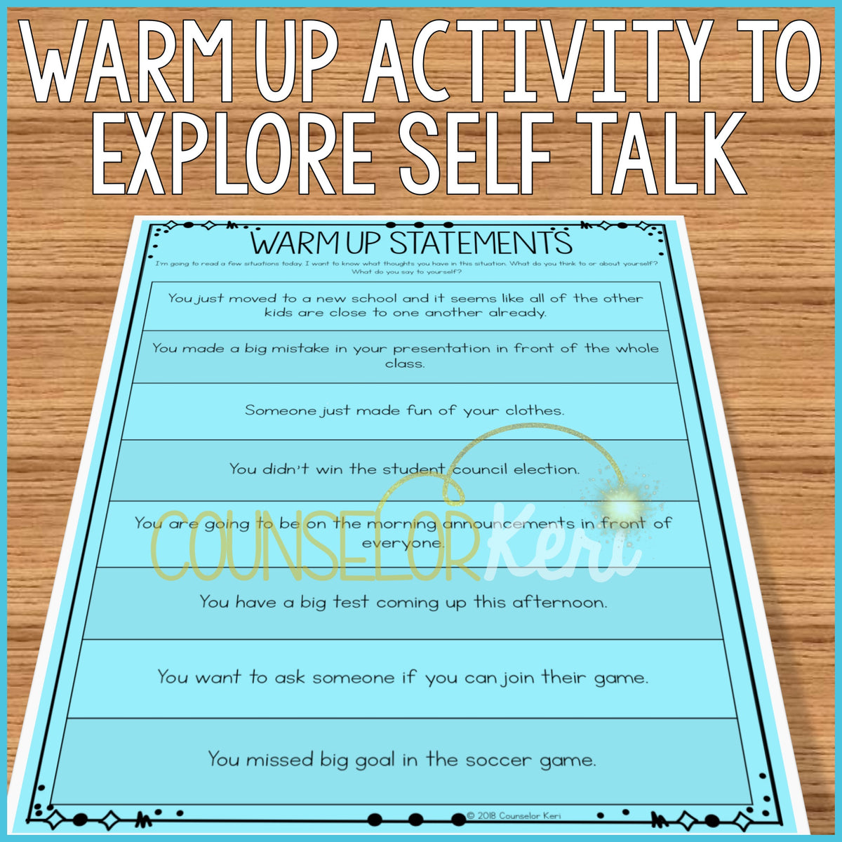 Positive Self Talk Classroom Guidance Lesson for School Counseling ...