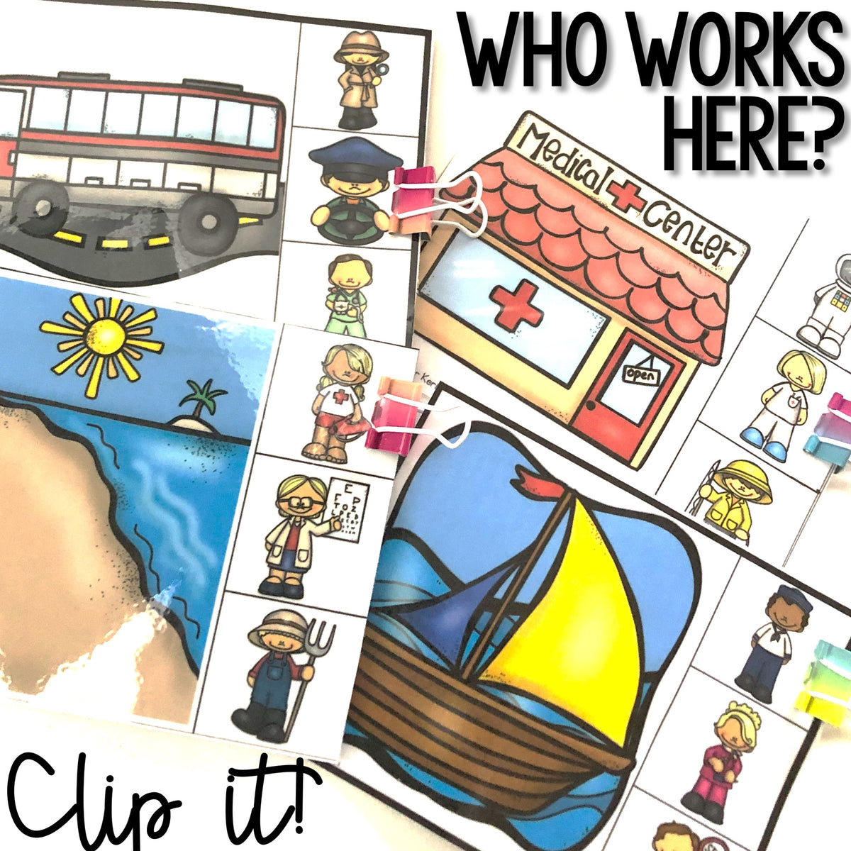 Community Helper Clip Cards for Counseling Centers: Career Education A ...