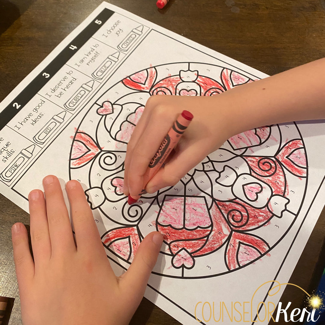 Color by Positive Affirmations Valentine's Day Counseling Activity ...