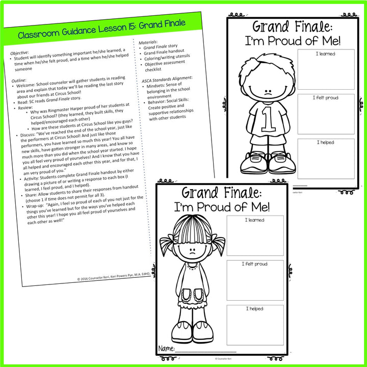 End of the Year Classroom Guidance Lesson for Pre-K and Kindergarten C ...