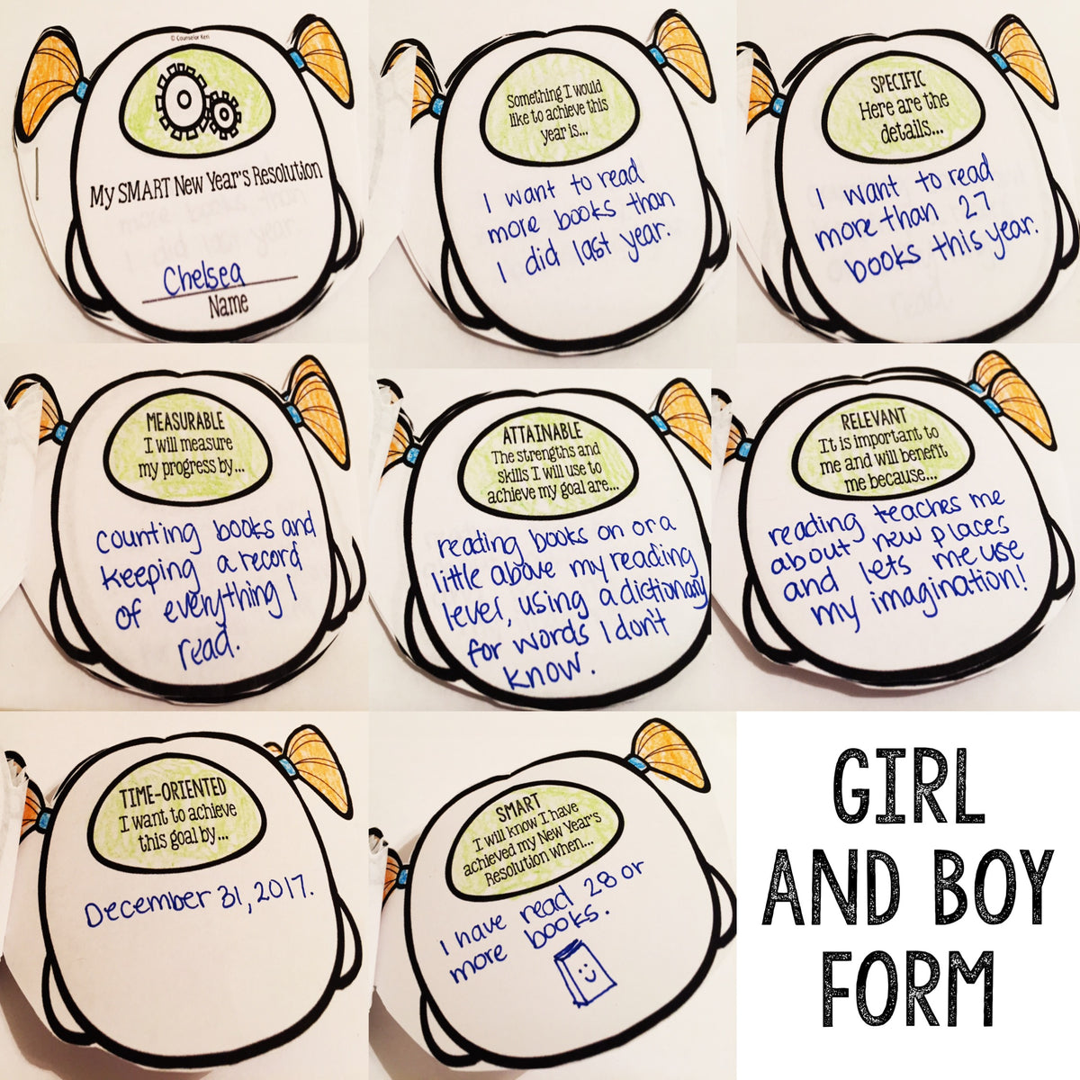 New Year's Resolution Craft for SMART Goals in Elementary School Couns ...