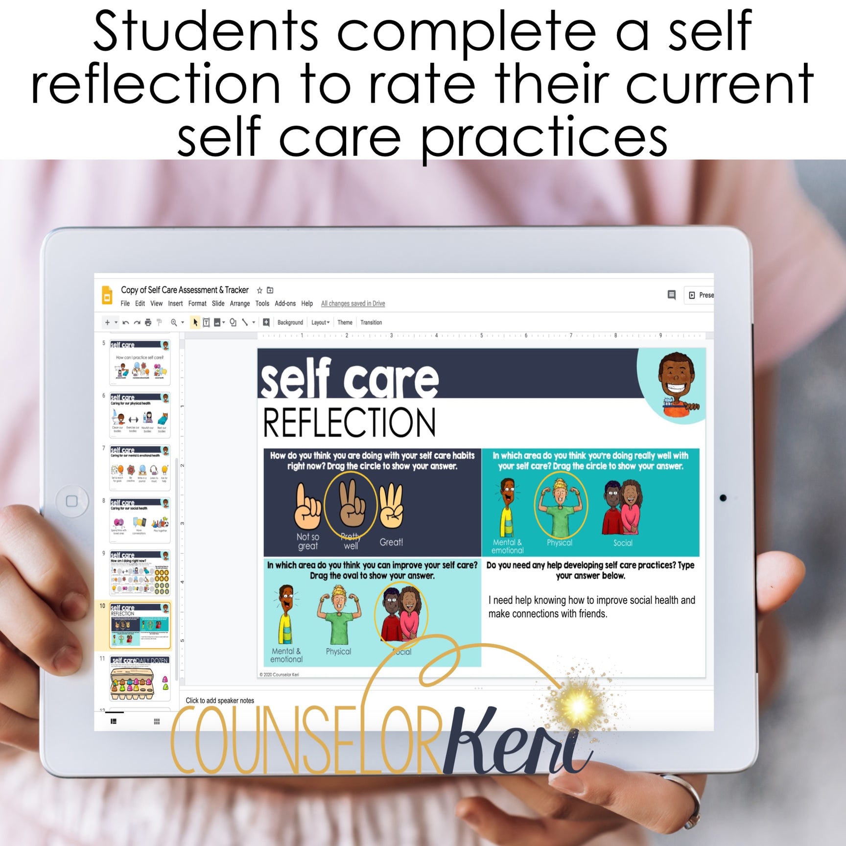 Self Care Digital Activity for Google Slides, Google Classroom Distanc ...