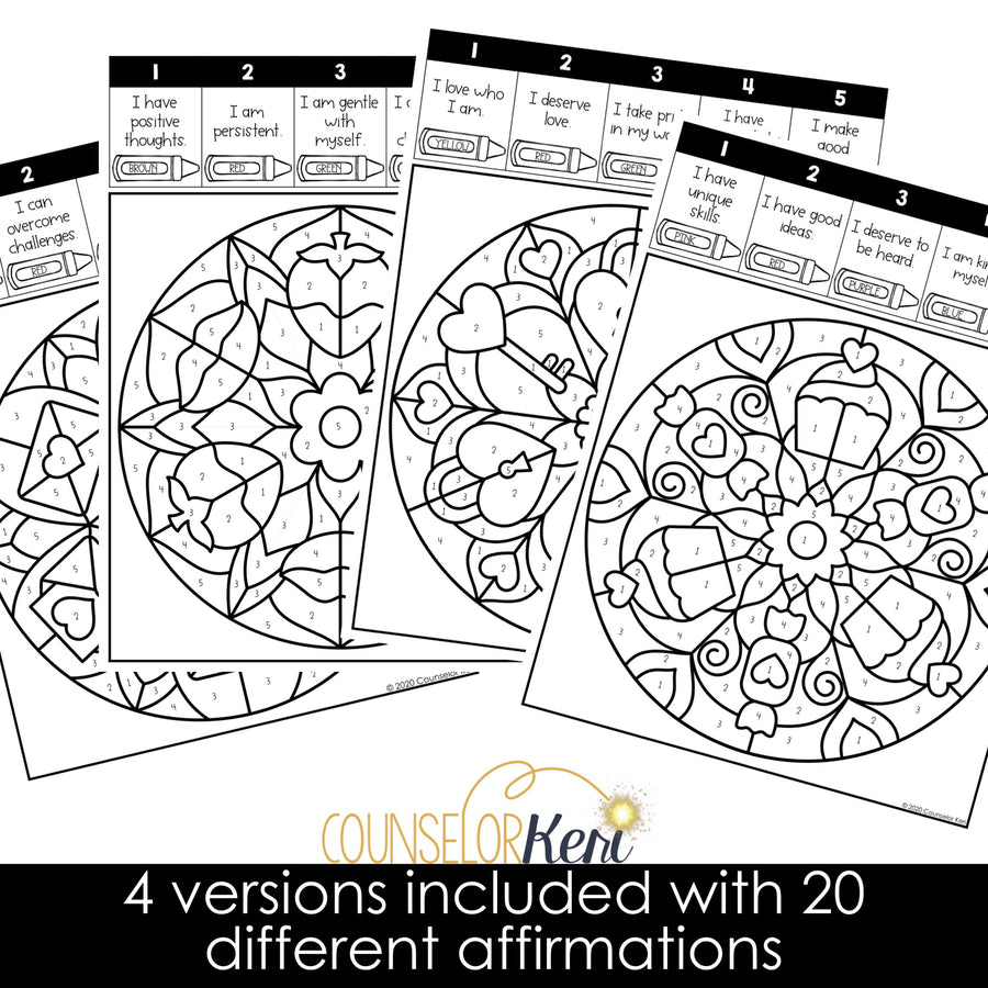 Color by Positive Affirmations Valentine's Day Counseling Activity ...